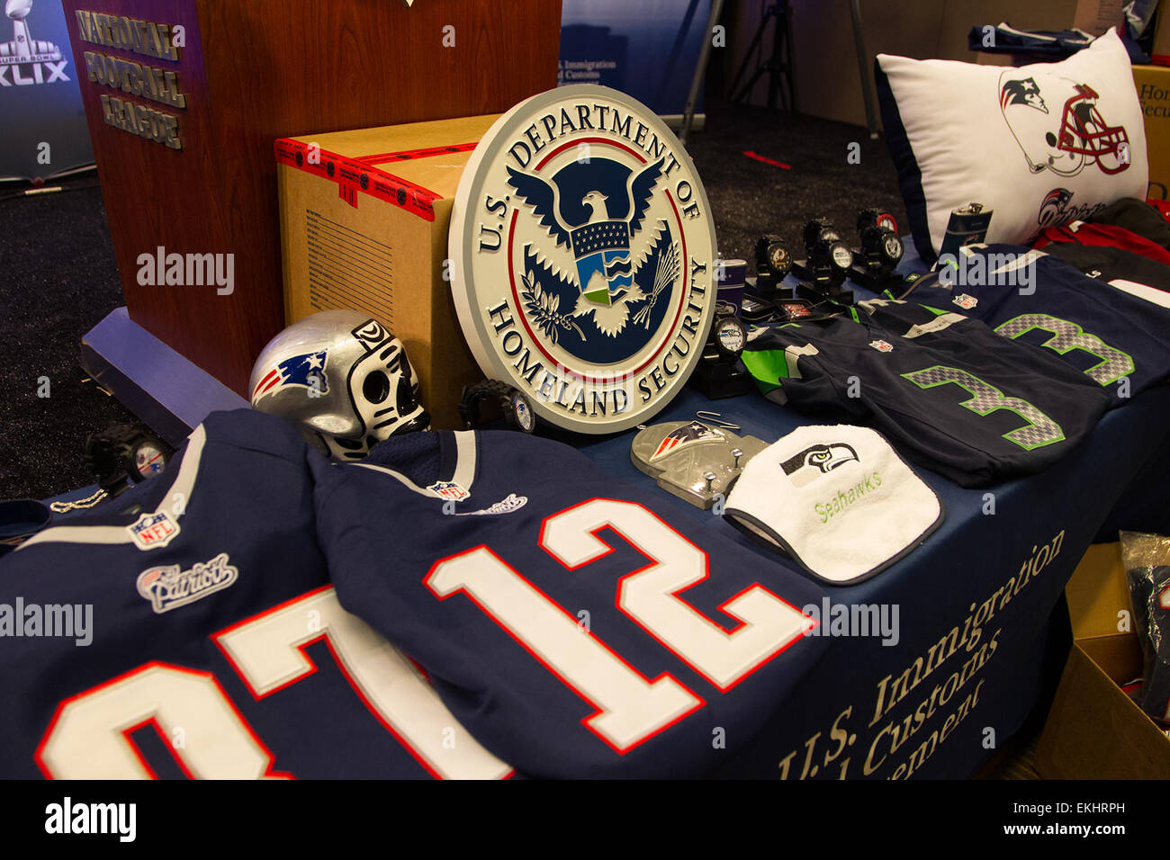 During a press conference, CBP displayed counterfeit merchandise seized ...