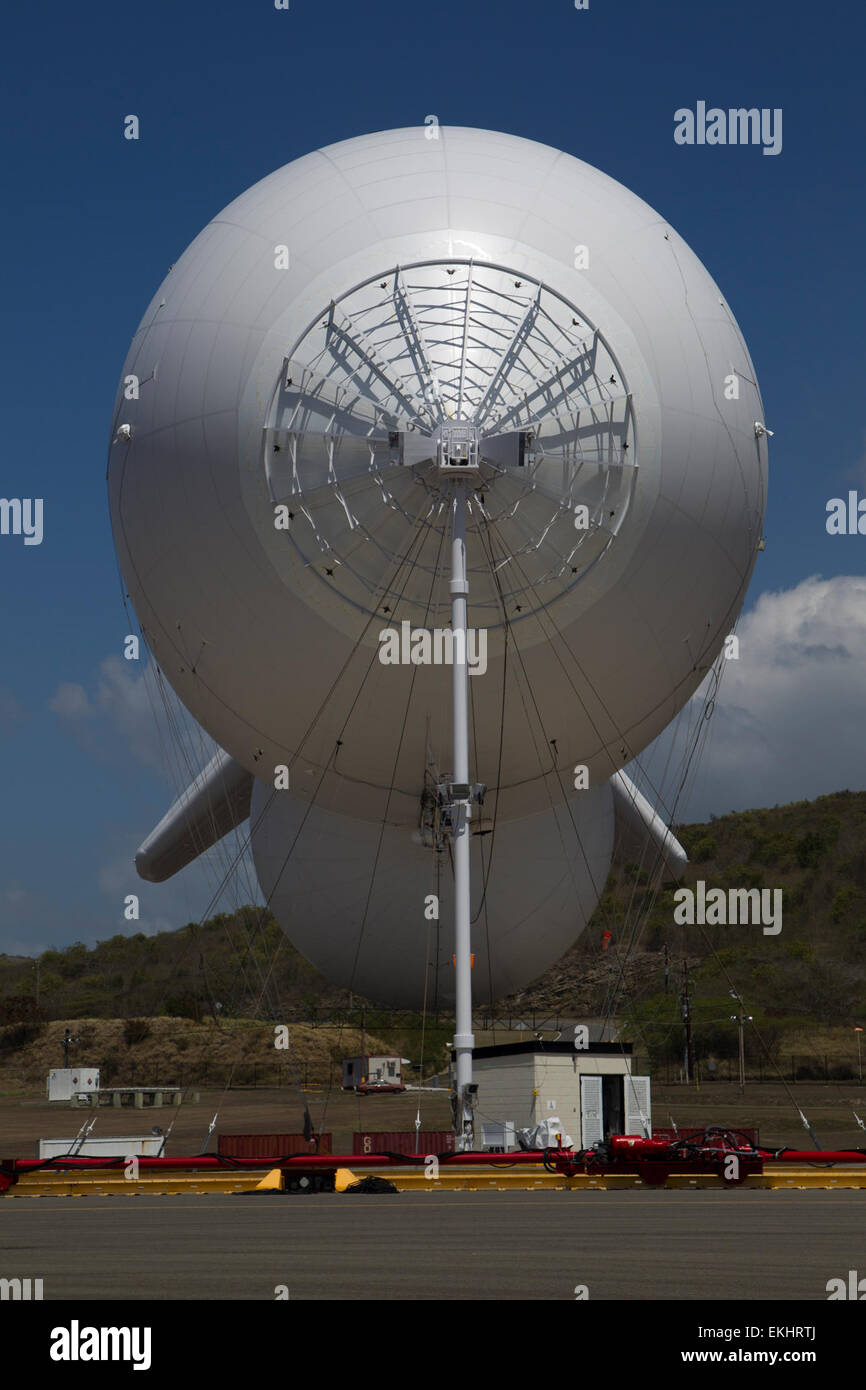 The Tethered Aerostat Radar System (TARS) located at Lajas, Puerto Rico ...