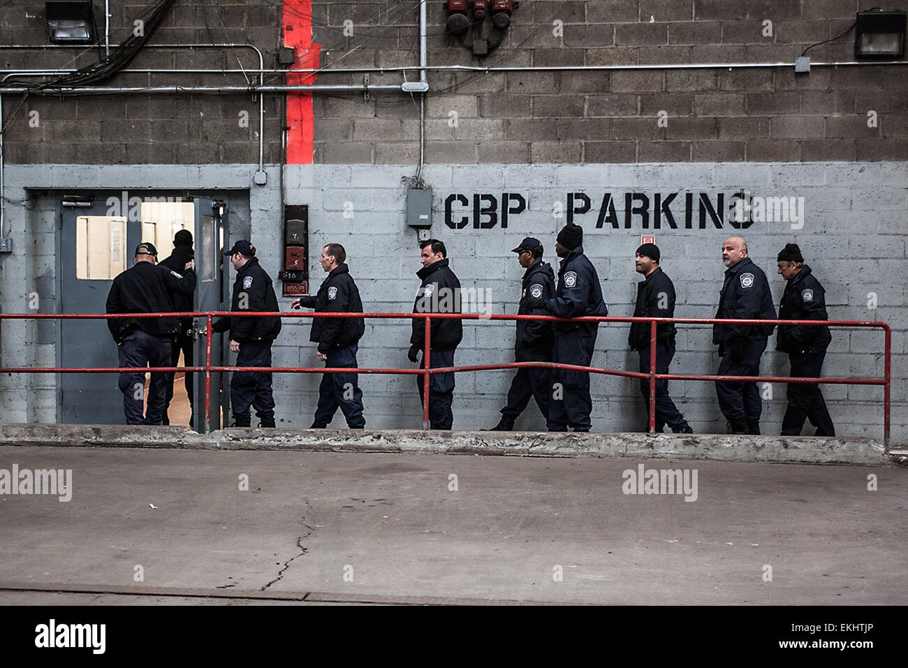 CBP officers at the Port of New York/Newark prepare to inspect a cargo ...