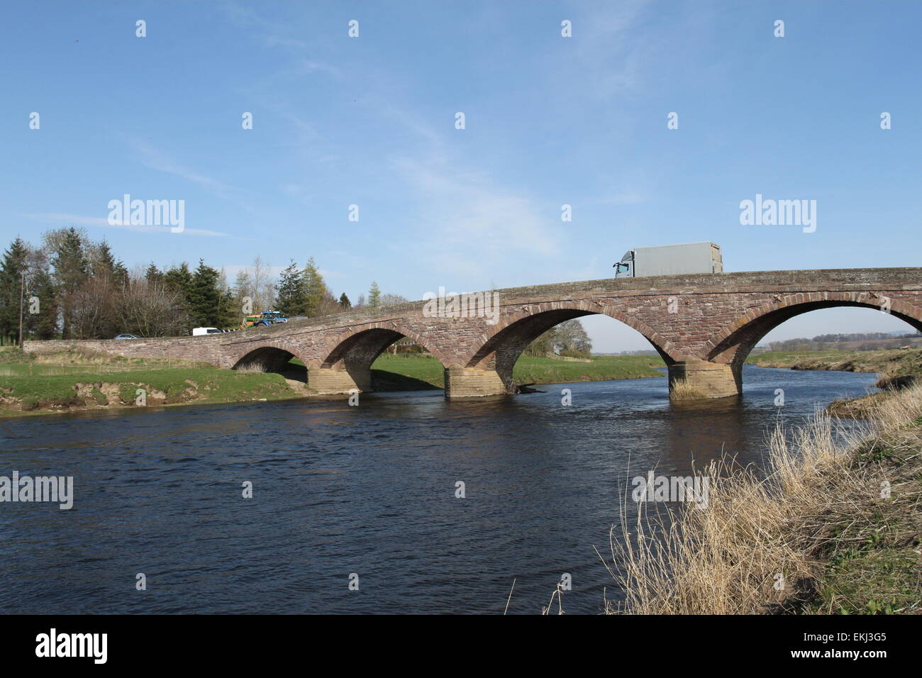 Truck on Bridge over River Isla Coupar Angus Scotland April 2015 Stock ...