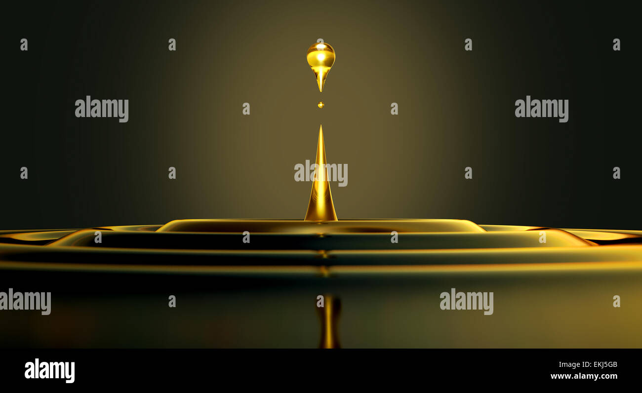 An extreme close up of a drop of oil creating ripples on an isolated ...