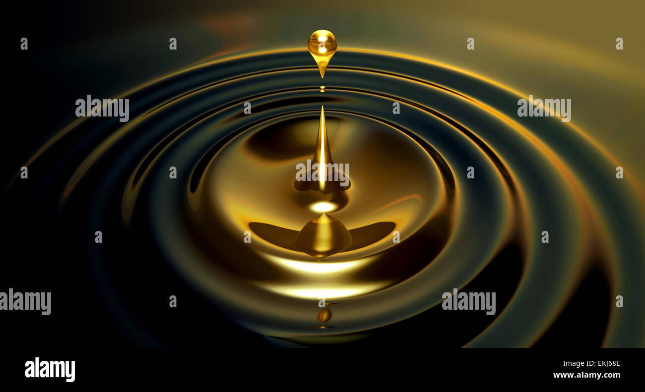 An extreme close up of a drop of oil creating ripples on an isolated ...