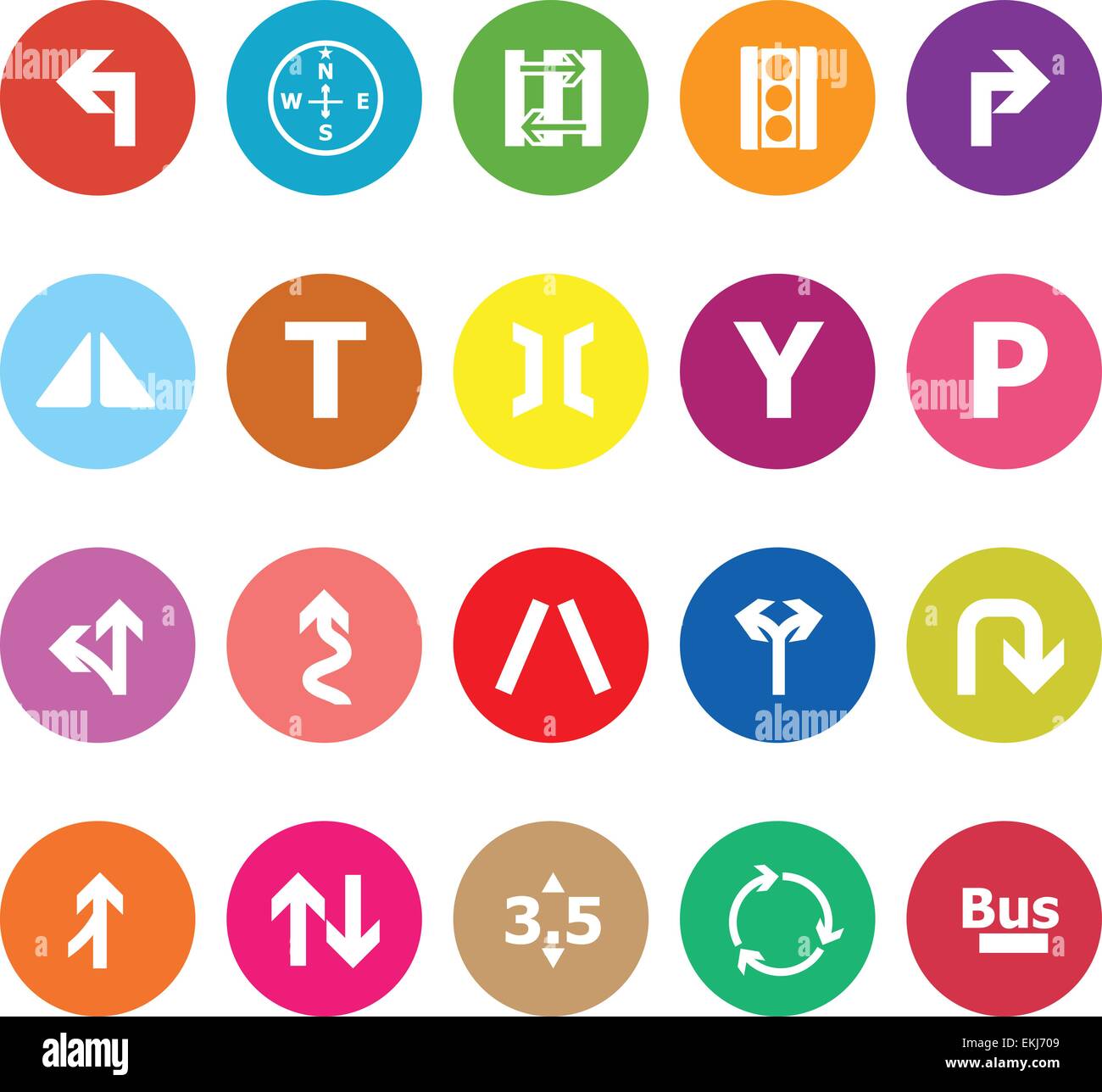 Traffic sign flat icons on white background, stock vector Stock Vector ...