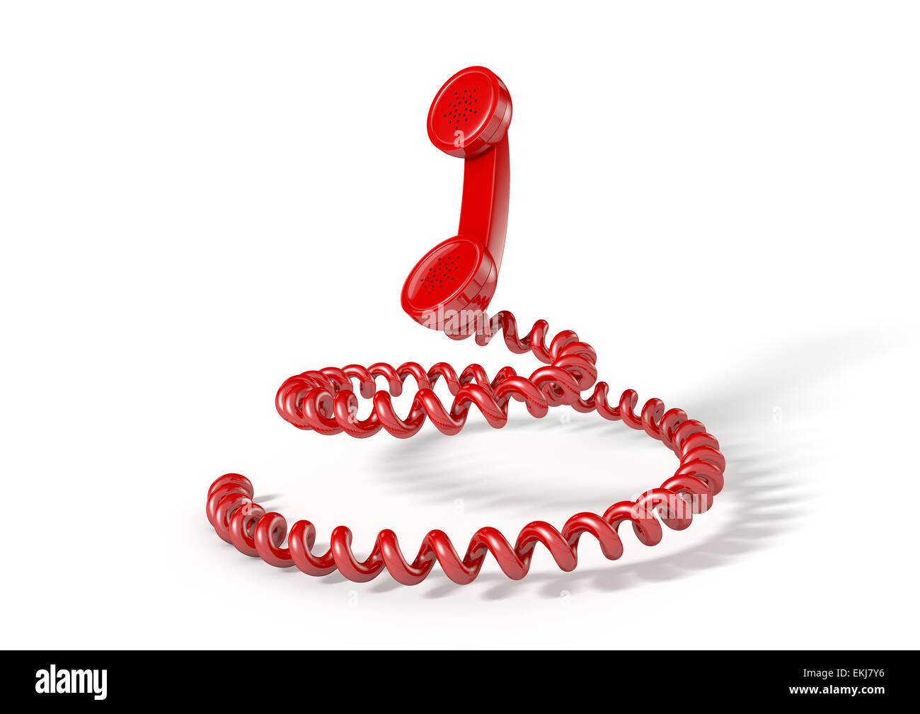 A vintage telephone handset connected to a coiled cord shaped like a ...