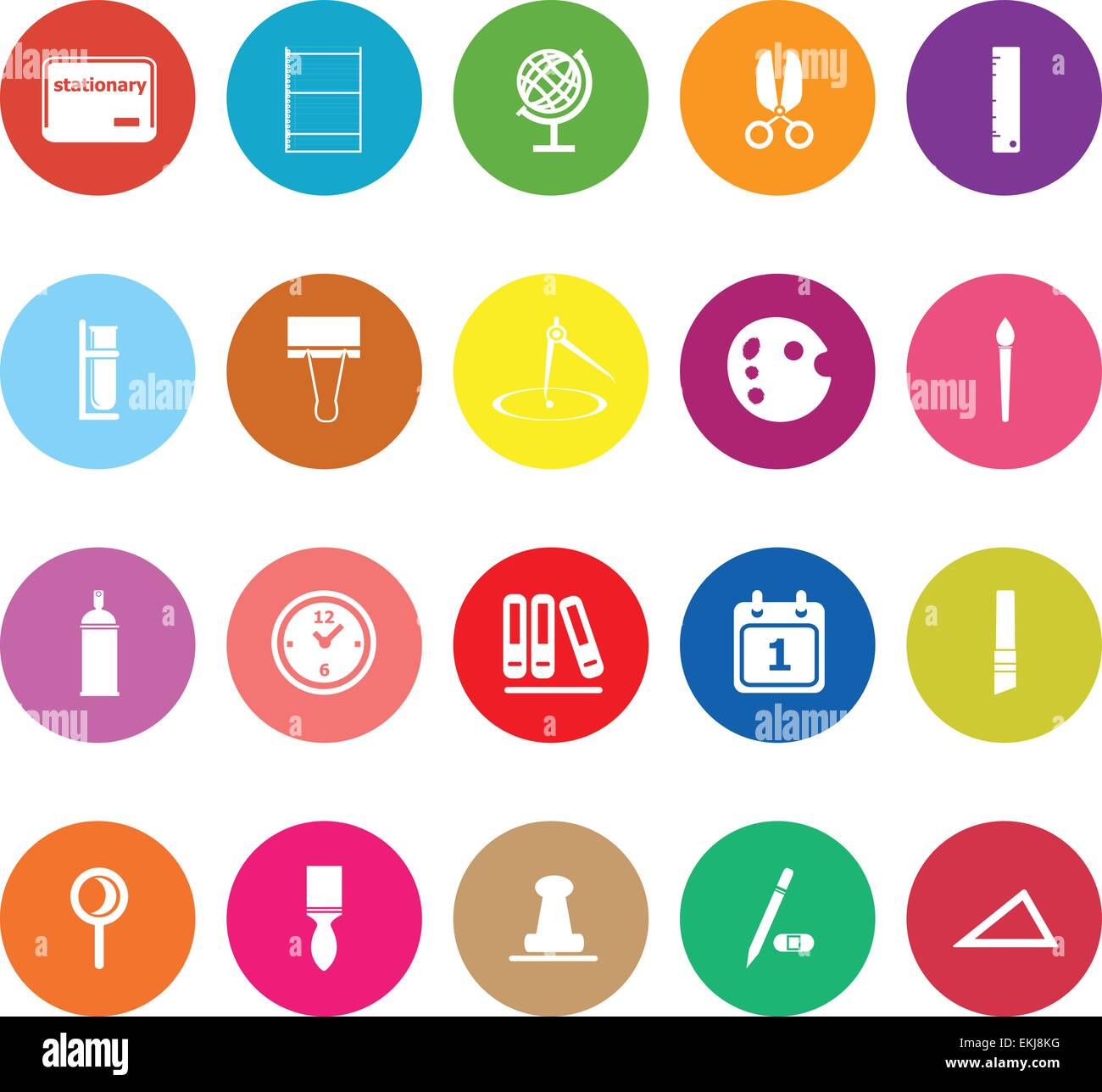 General stationary flat icons on white background, stock vector Stock ...