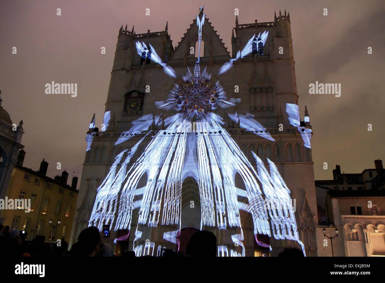 Festival of lights, Saint-Jean Cathedral, Lyon, France Stock Photo - Alamy