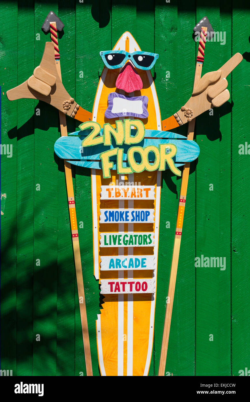 Cartoon Surfboard Sign, John's Pass Village, Madeira Beach, Florida ...