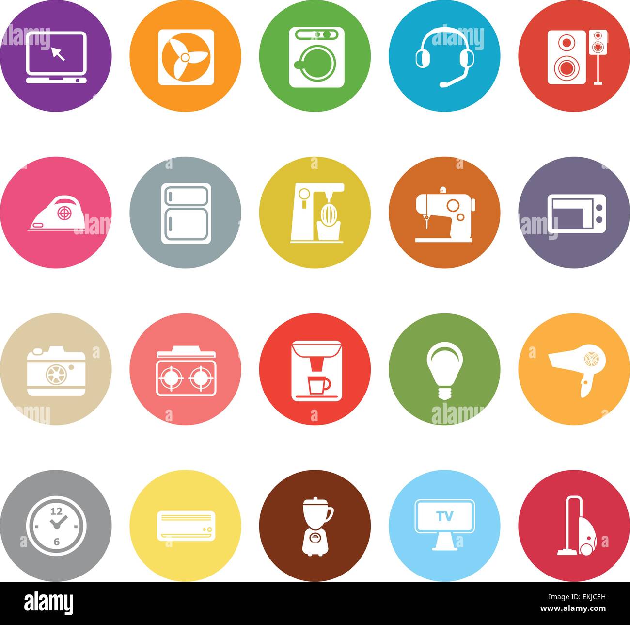 Electrical machine flat icons on white background, stock vector Stock ...