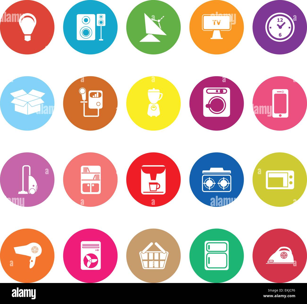 Home related flat icons on white background, stock vector Stock Vector ...