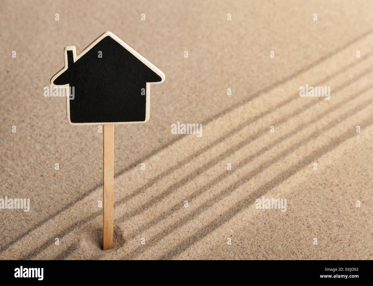 Pointer house standing in the sand, can be used as background Stock ...