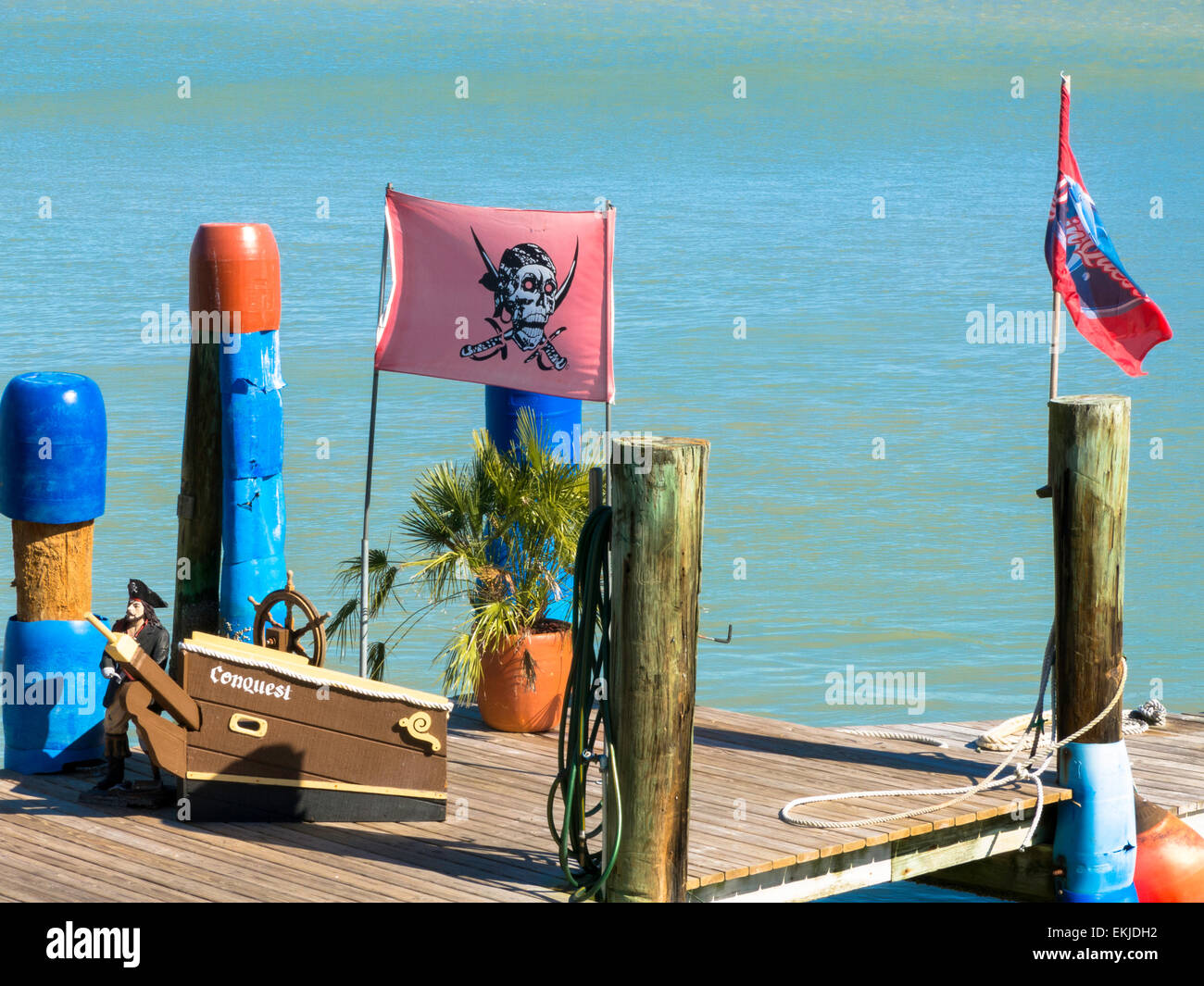 Colorful Marina Dock with Pirate's Flags, John's Pass Village, Madeira ...