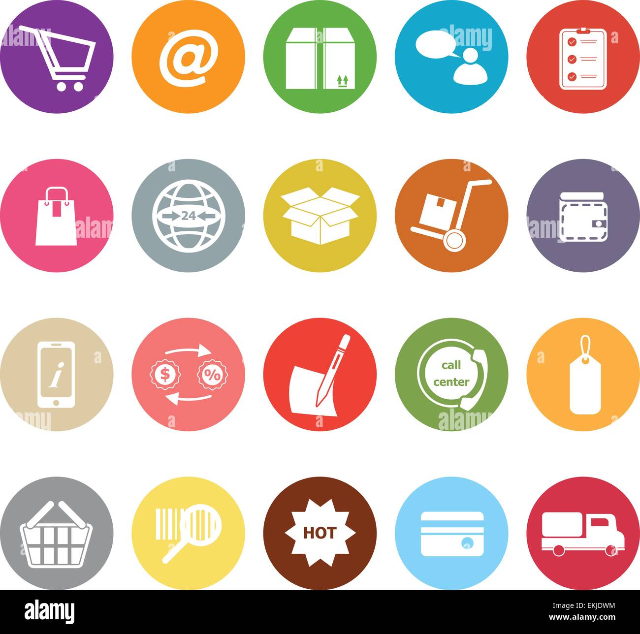 Ecommerce flat icons on white background, stock vector Stock Vector ...
