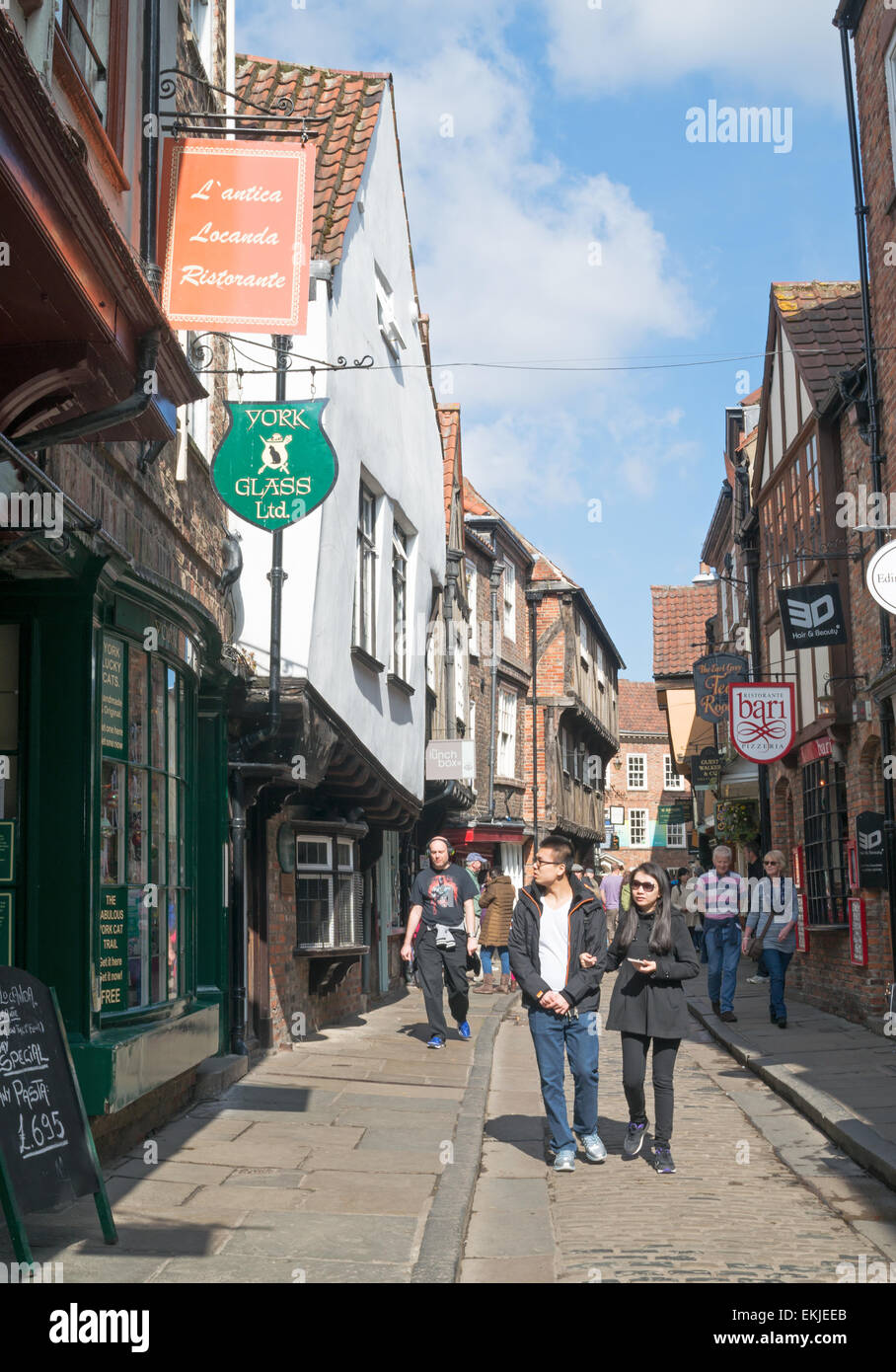 People walking along the Shambles, City of York, England, UK Stock ...