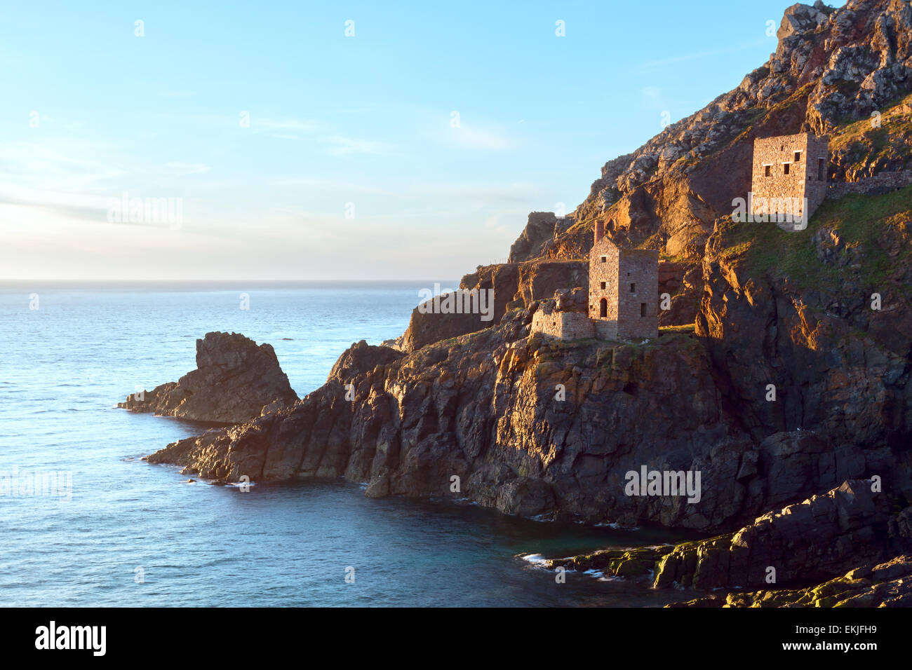 Crown engine houses at Botallack in early summer Cornwall Uk Stock ...