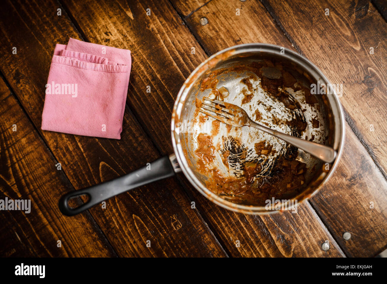Dirty Pan After a Dinner. That was the meal of a Student or a teenager ...
