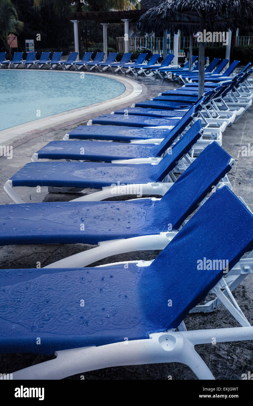 Bad Weather During Vacation at the Pool of a Beautiful Resort Stock ...