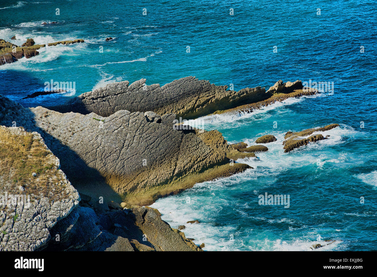 Cabo Espichel, a cape located to the west of Sesimbra, Portugal. Cliffs facing the Atlantic ...