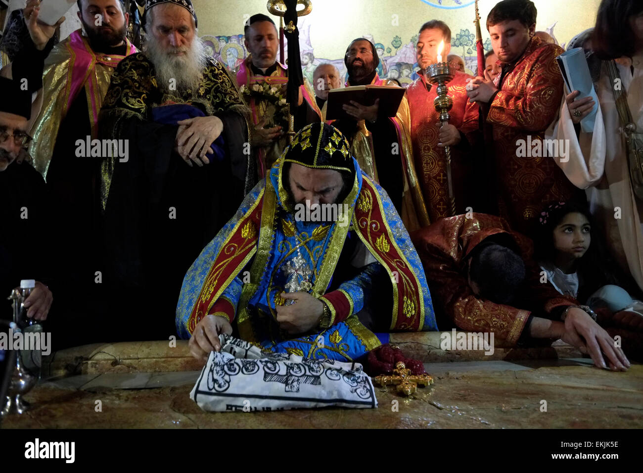 Jerusalem, ISRAEL 10th April 2015: The archbishop of the Syriac ...