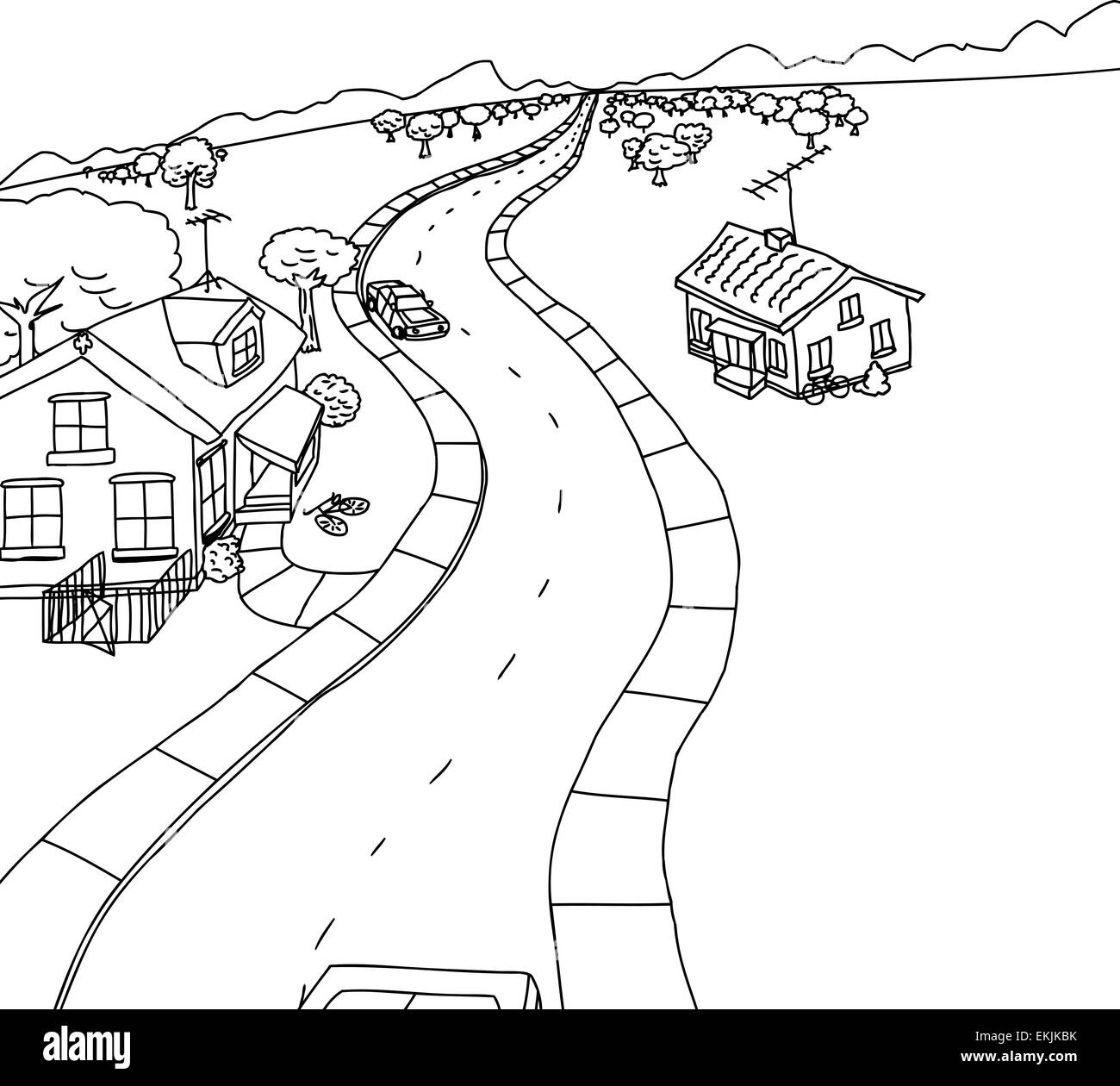 Hand drawn cartoon winding road hi-res stock photography and images - Alamy