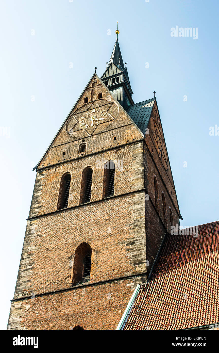 The unusually short tower of the 14th Century Marktkirche in Hannover ...