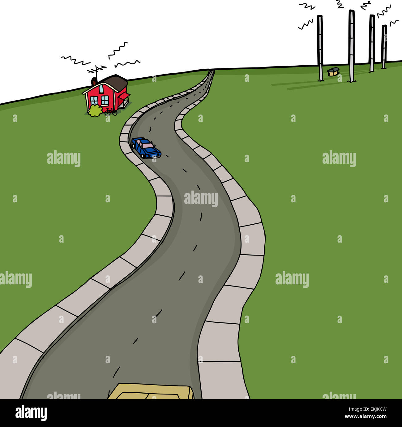 Hand drawn cartoon winding road hi-res stock photography and images - Alamy