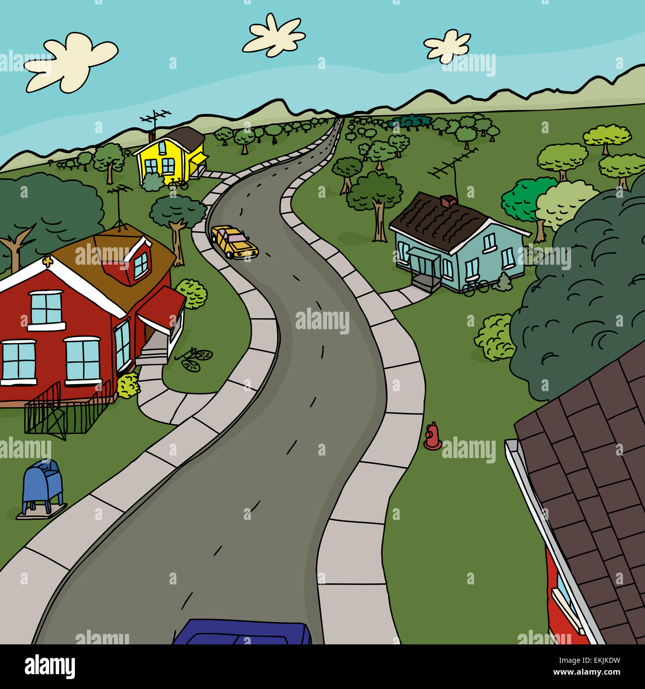 Hand drawn cartoon winding road hi-res stock photography and images - Alamy