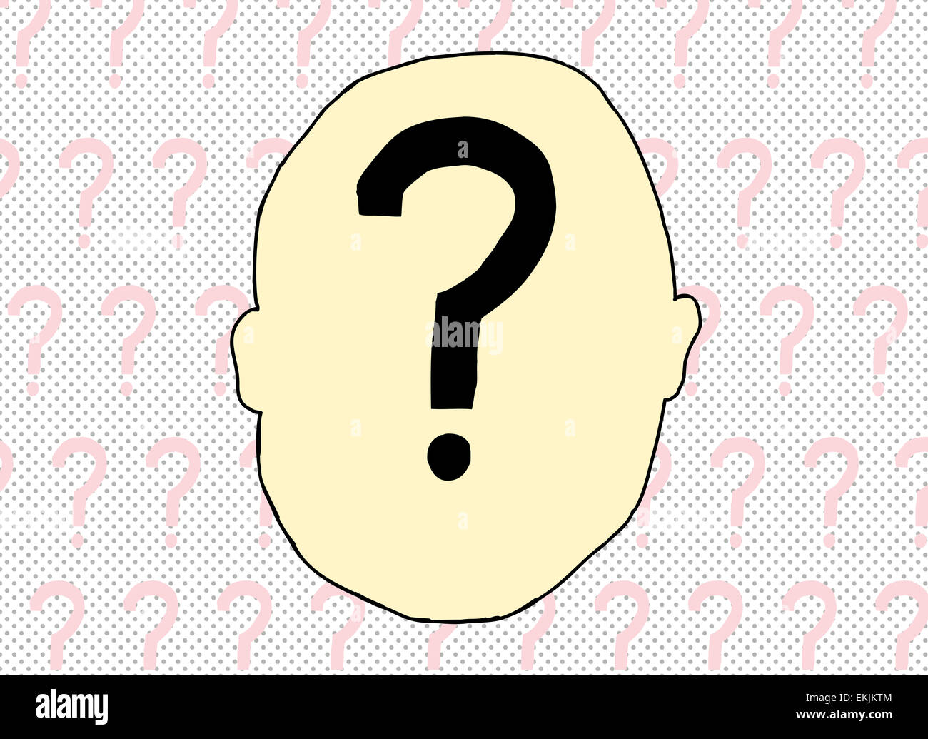 Illustration of question mark inside of human head Stock Photo - Alamy