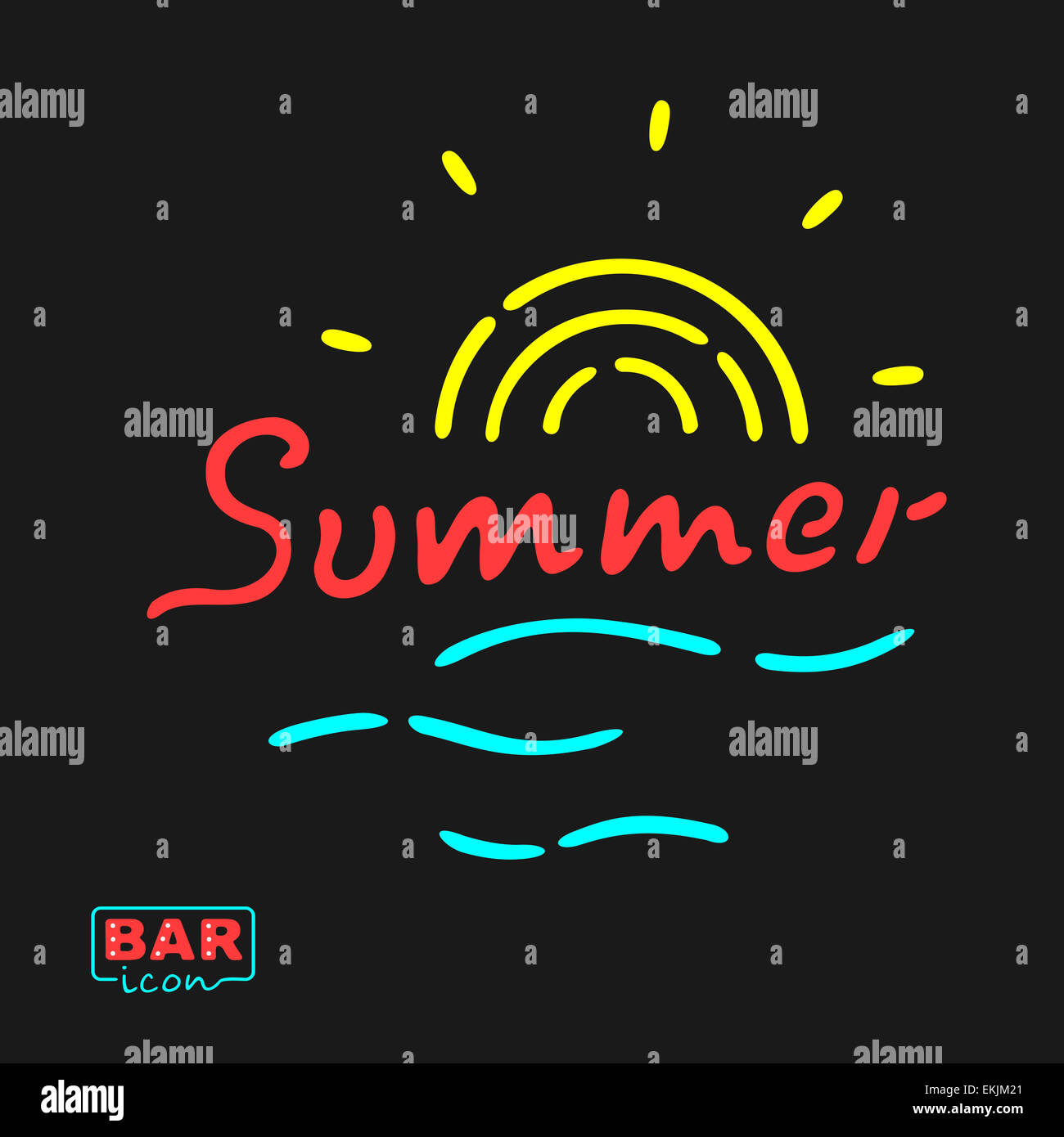 Summer Neon Symbol Stock Photo - Alamy