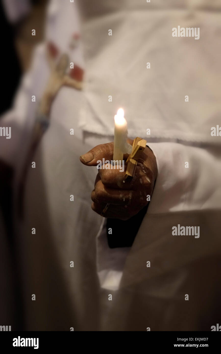 Arab Coptic Orthodox devotees taking part in a ceremony during Good ...