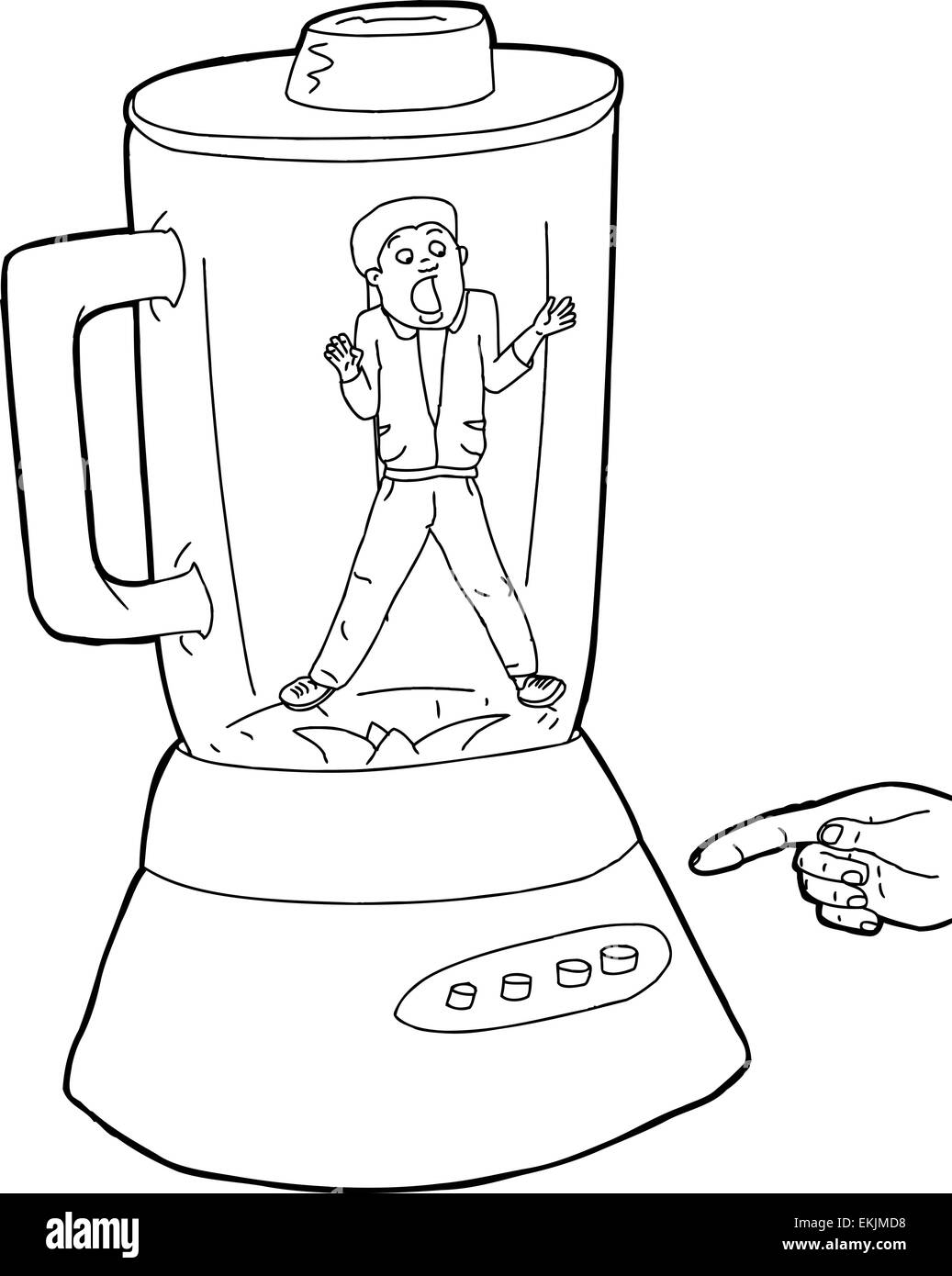 Outline of screaming man stuck inside blender Stock Photo - Alamy