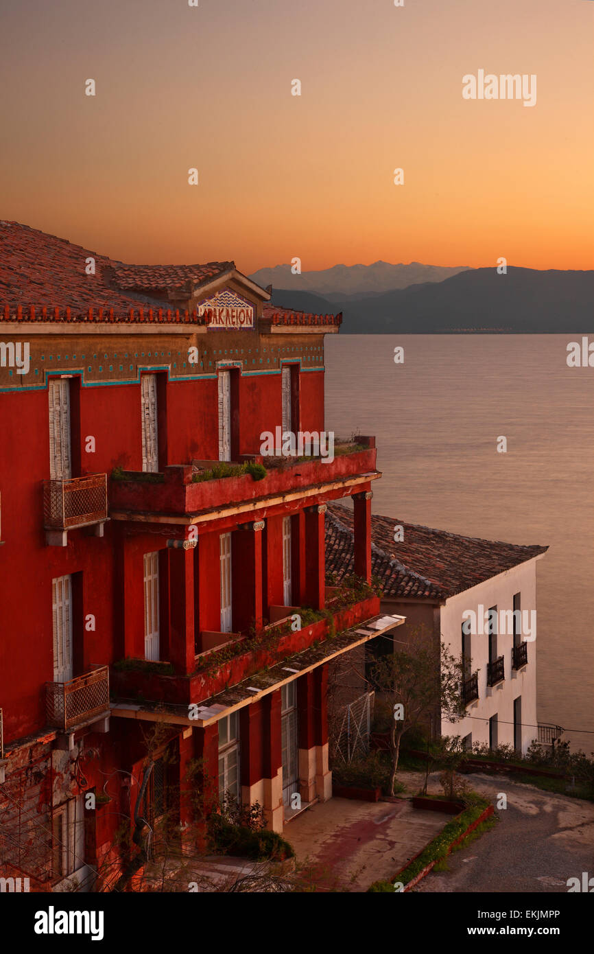 Sunset at Edipsos ("Aidipsos") town, North Evia ("Euboea") island ...