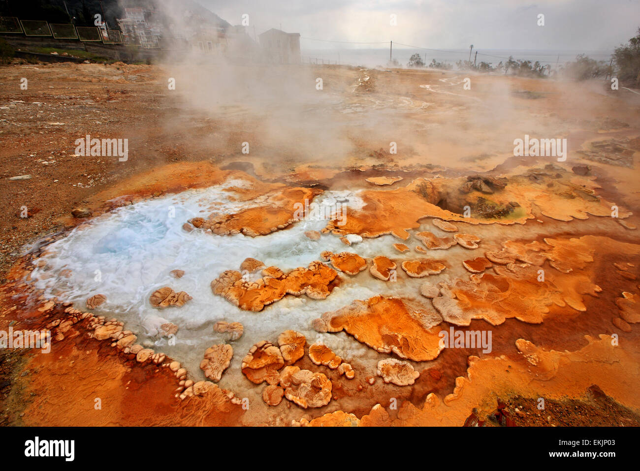 Hot springs at Edipsos ("Aidipsos") town, North Evia ("Euboea") island ...