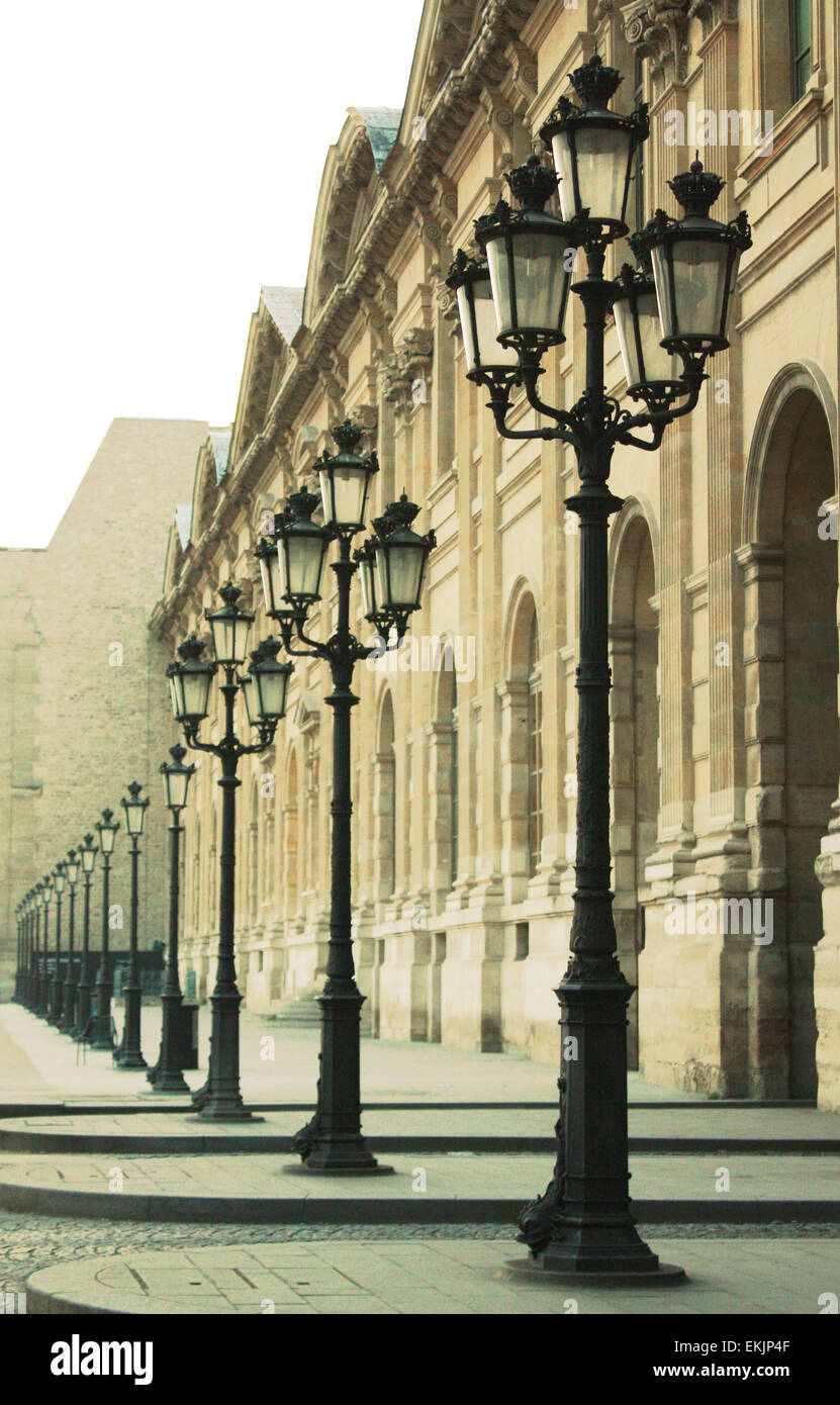 Row of street lights in Paris, France Stock Photo - Alamy