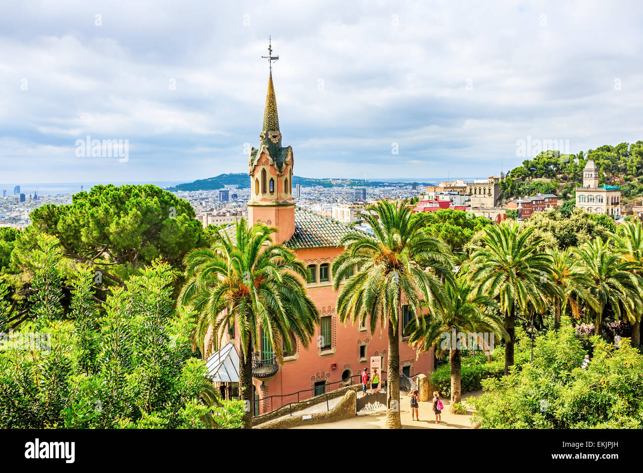 Park Guell, a garden with architectural elements designed by Antoni ...