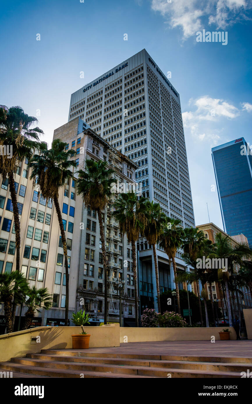 Buildings at Pershing Square, in downtown Los Angeles, California Stock ...