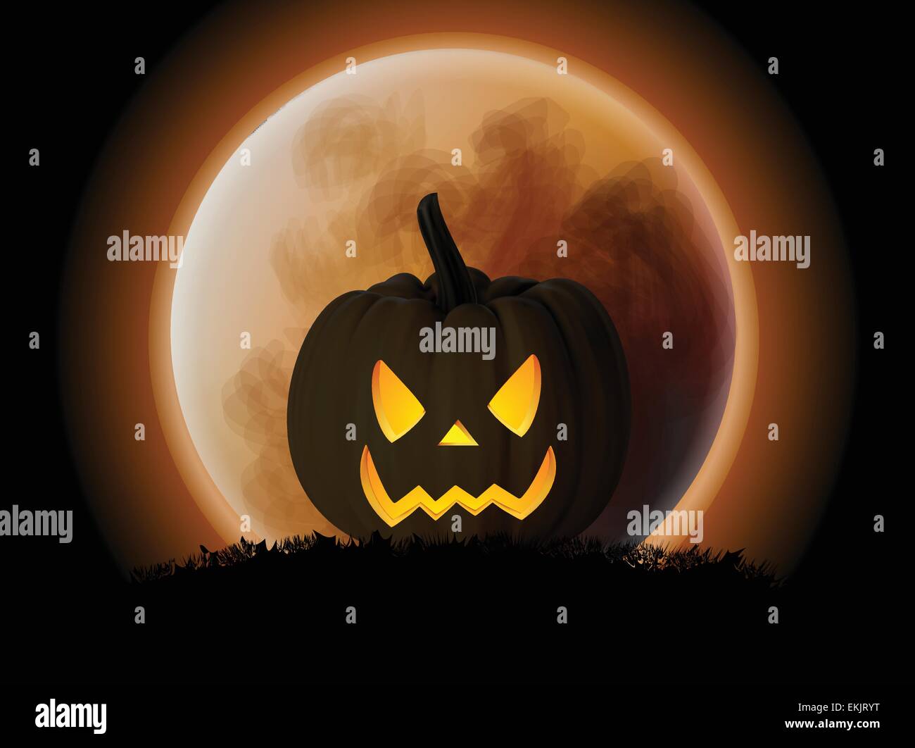 Halloween pumpkin the full moon backgrown Stock Vector Image & Art - Alamy