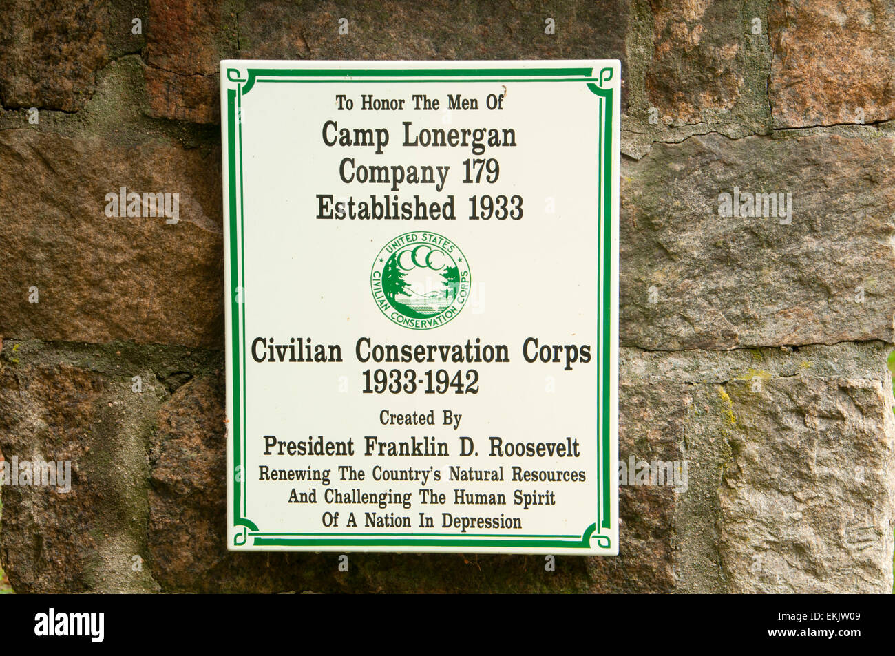 Camp Lonergan CCC (Civilian Conservation Corps) sign, Pachaug State ...