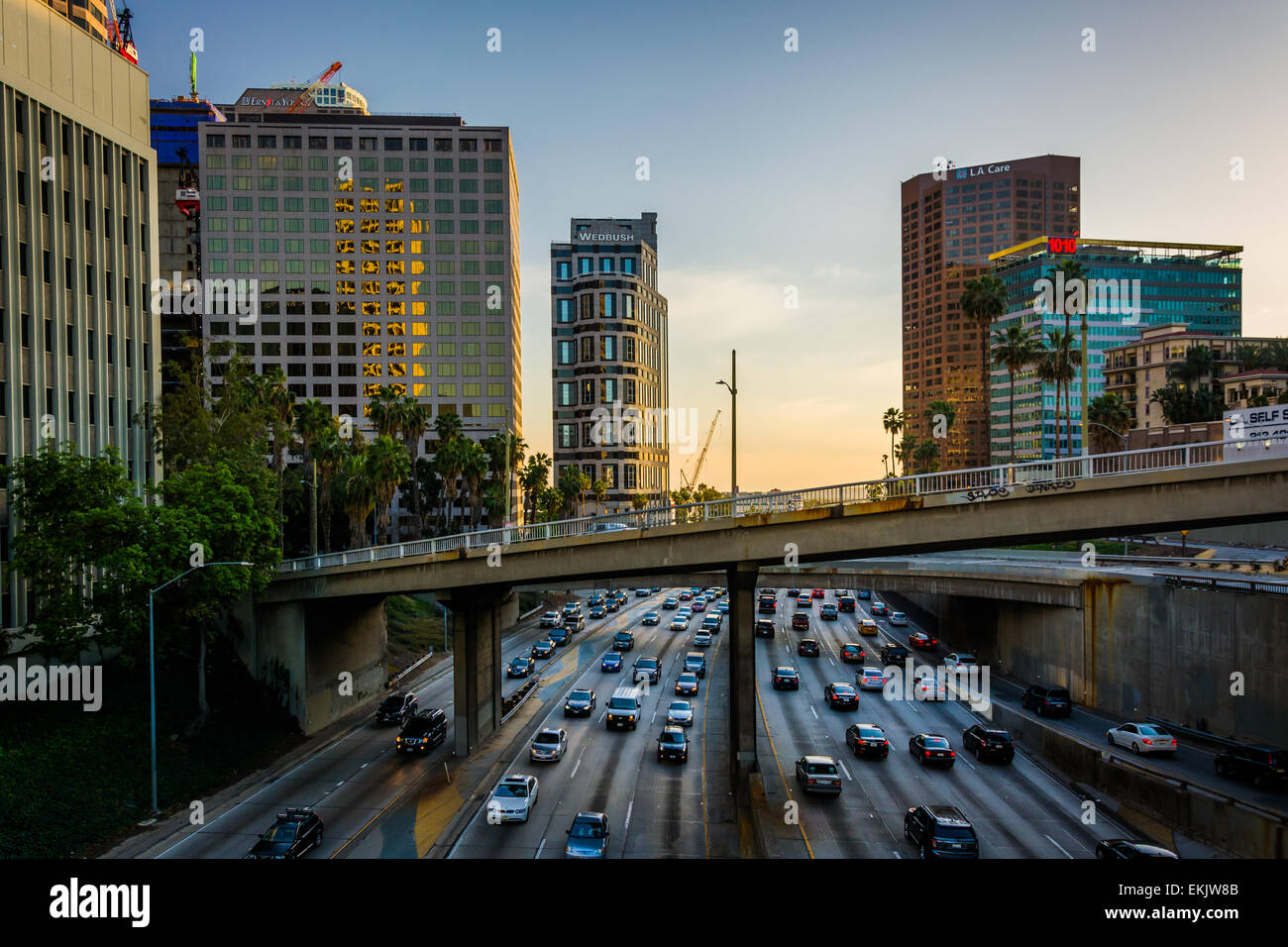 View of the 110 Freeway from the 5th Street Bridge, in downtown Los ...