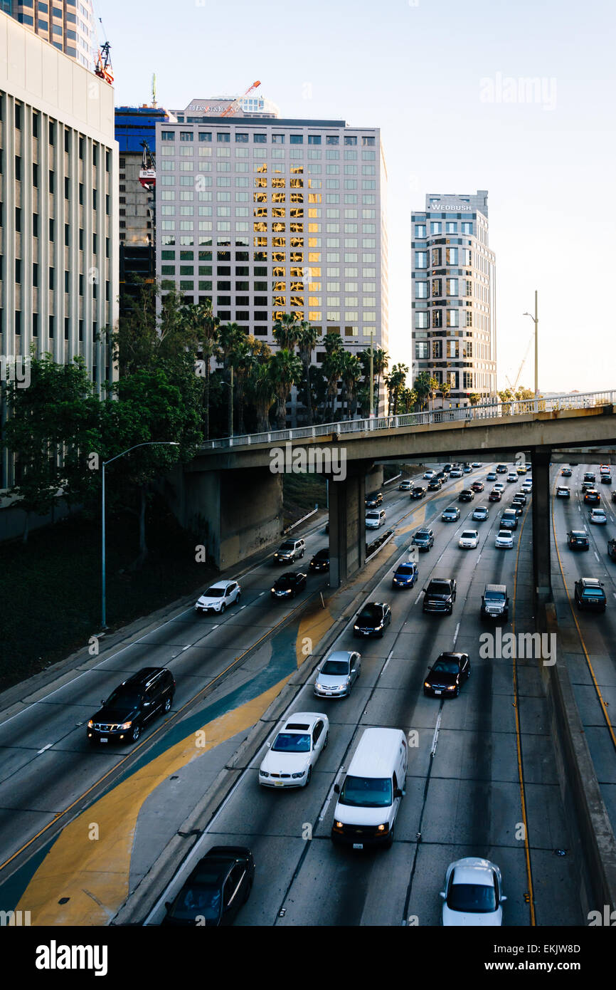View of the 110 Freeway from the 5th Street Bridge, in downtown Los ...