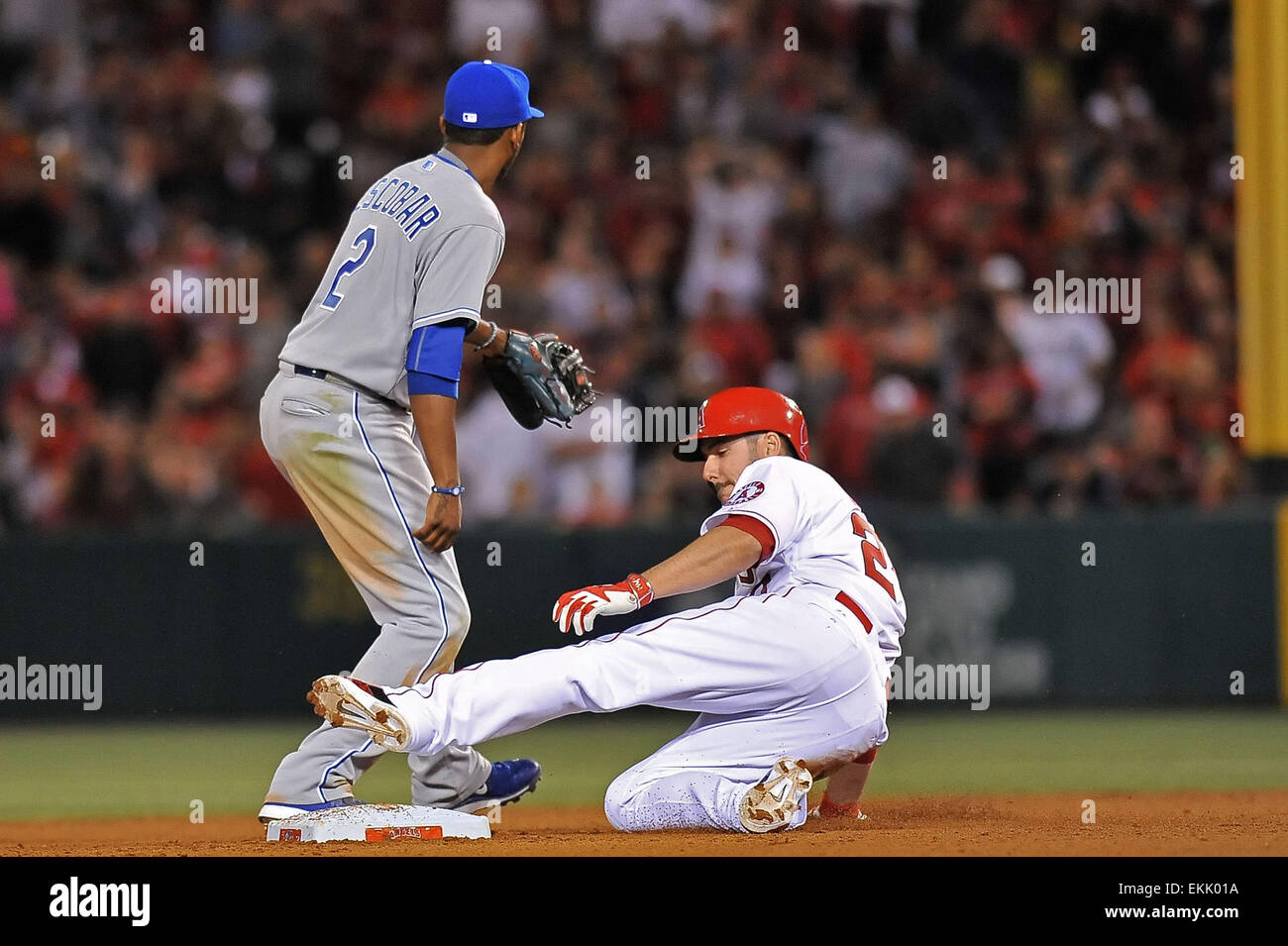 Anaheim, CA. 10th Apr, 2015. Los Angeles Angels left fielder Matt Joyce ...