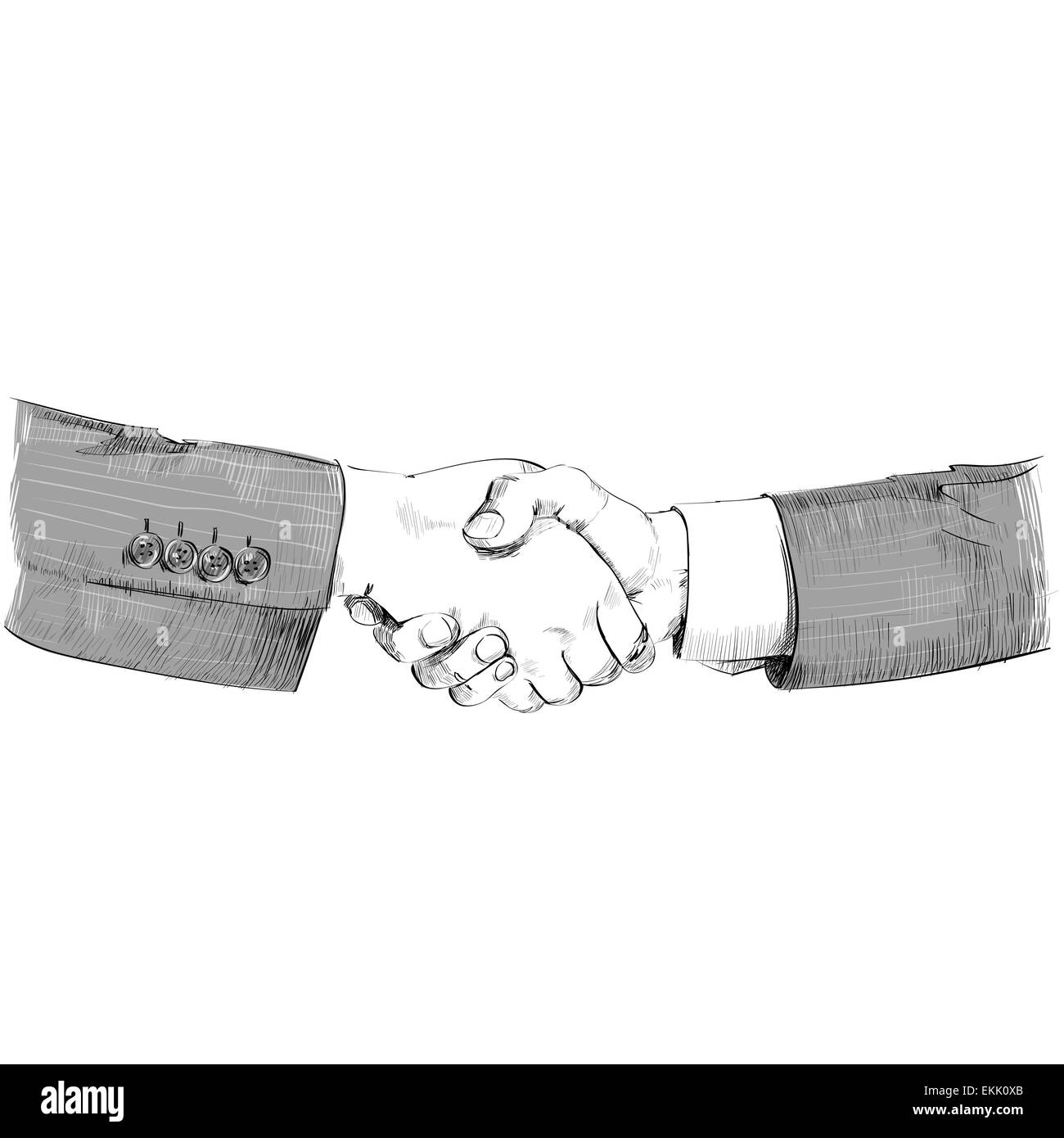 Handshake business sketch, gray businessmen hand shake Stock Photo - Alamy