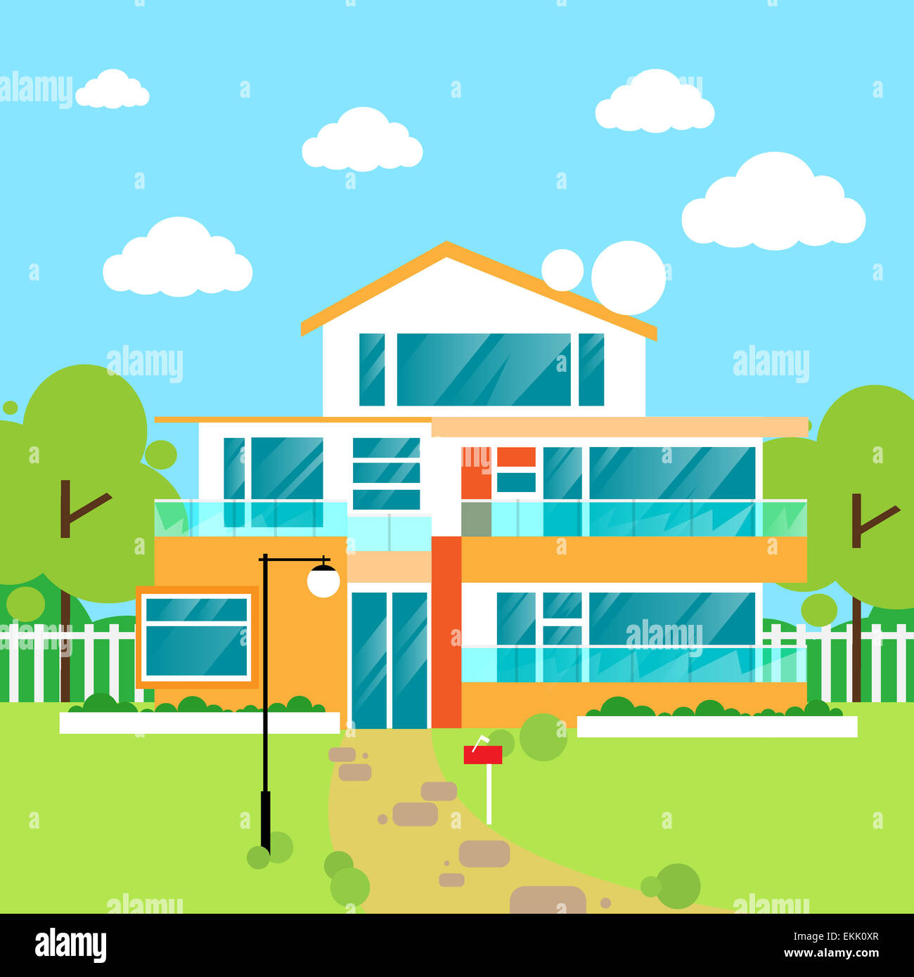 big modern villa house flat design vector Stock Photo - Alamy