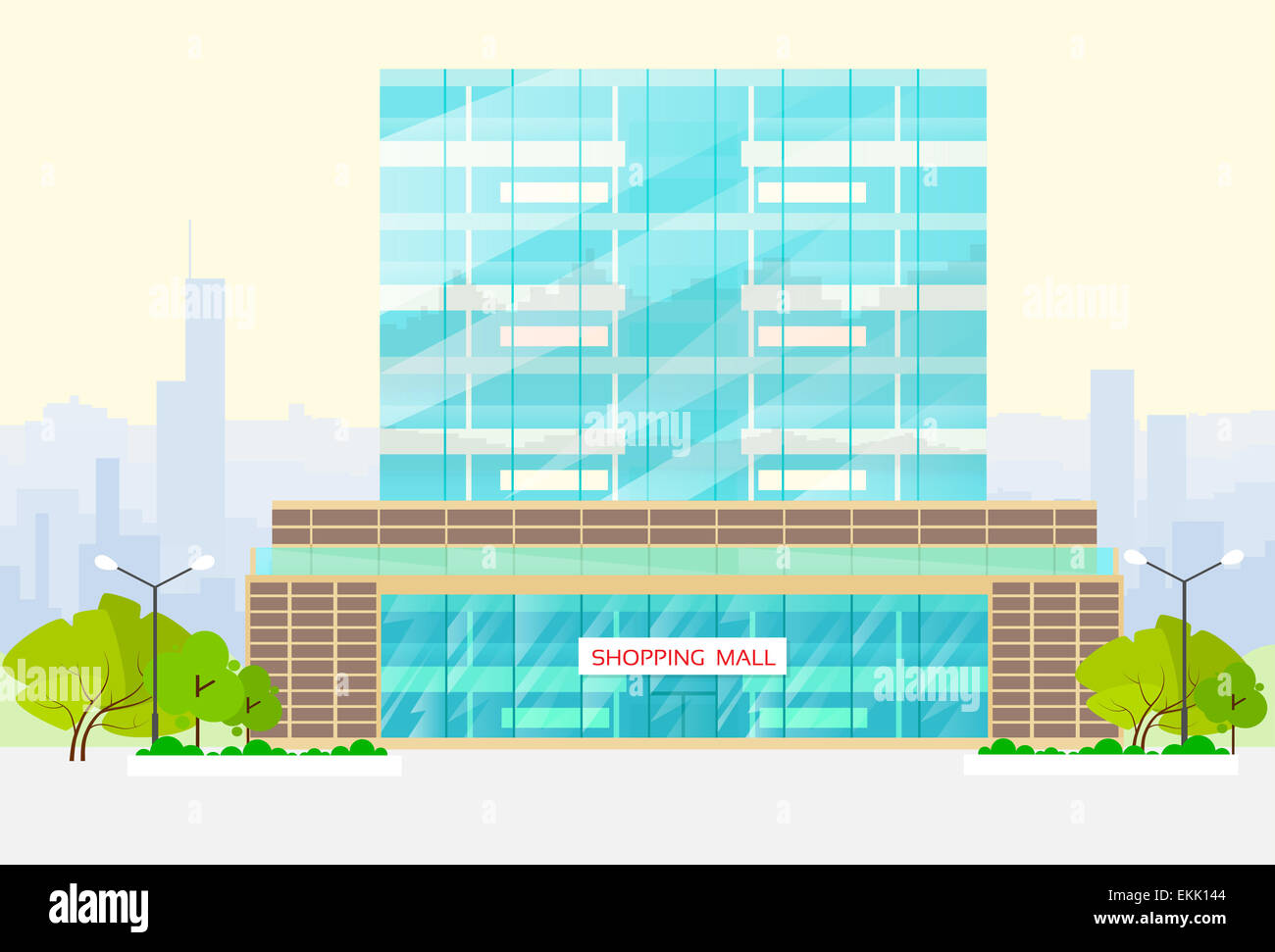 shopping mall building exterior vector Stock Photo - Alamy