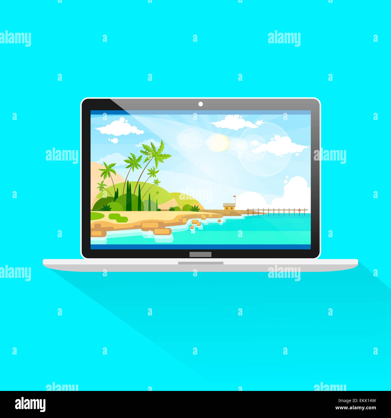 new modern laptop computer front view screen icon flat Stock Photo - Alamy