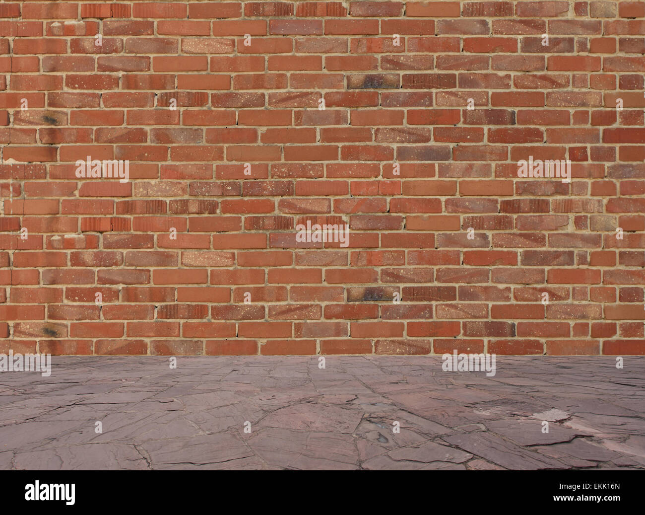 Old red brick wall with stone marble floor Stock Photo - Alamy