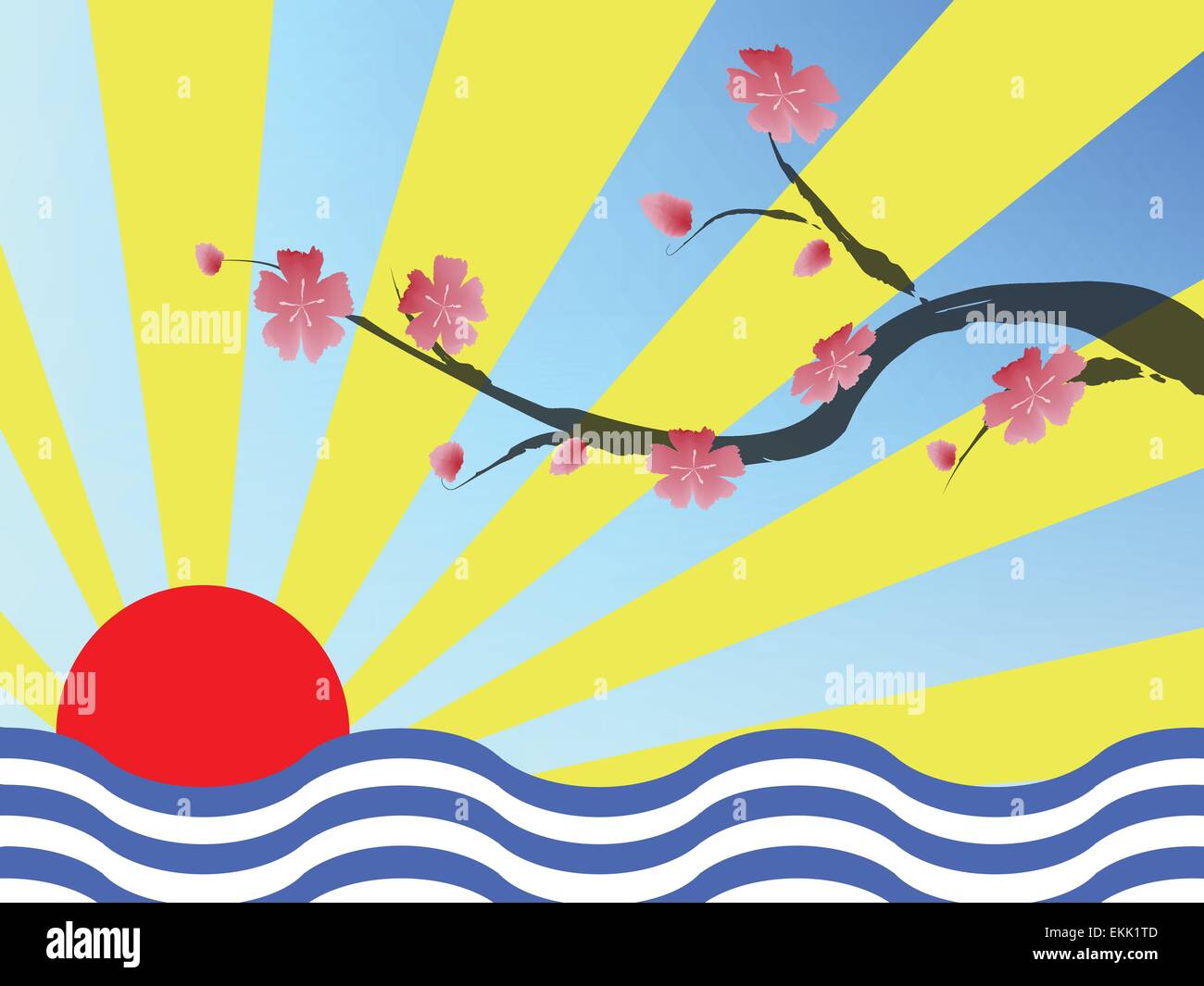 colorful sakura blossom - Japanese cherry tree Stock Vector Image & Art ...