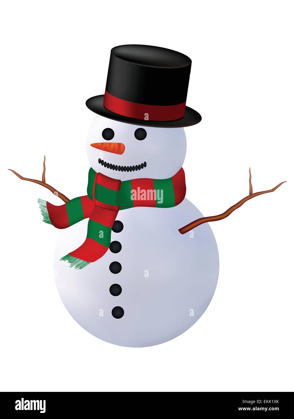 Happy snowman wearing scarf hat Stock Vector Images - Alamy