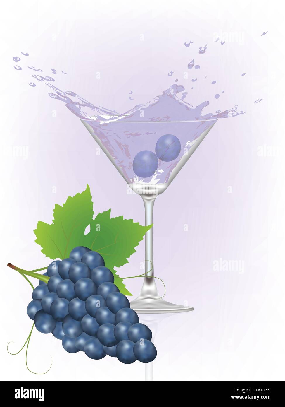 glass with water and grape. vector illustration Stock Vector Image ...