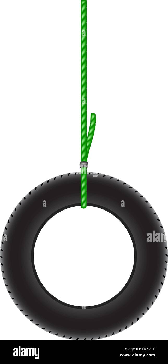 Car tire hanging on green rope Stock Vector Image & Art - Alamy
