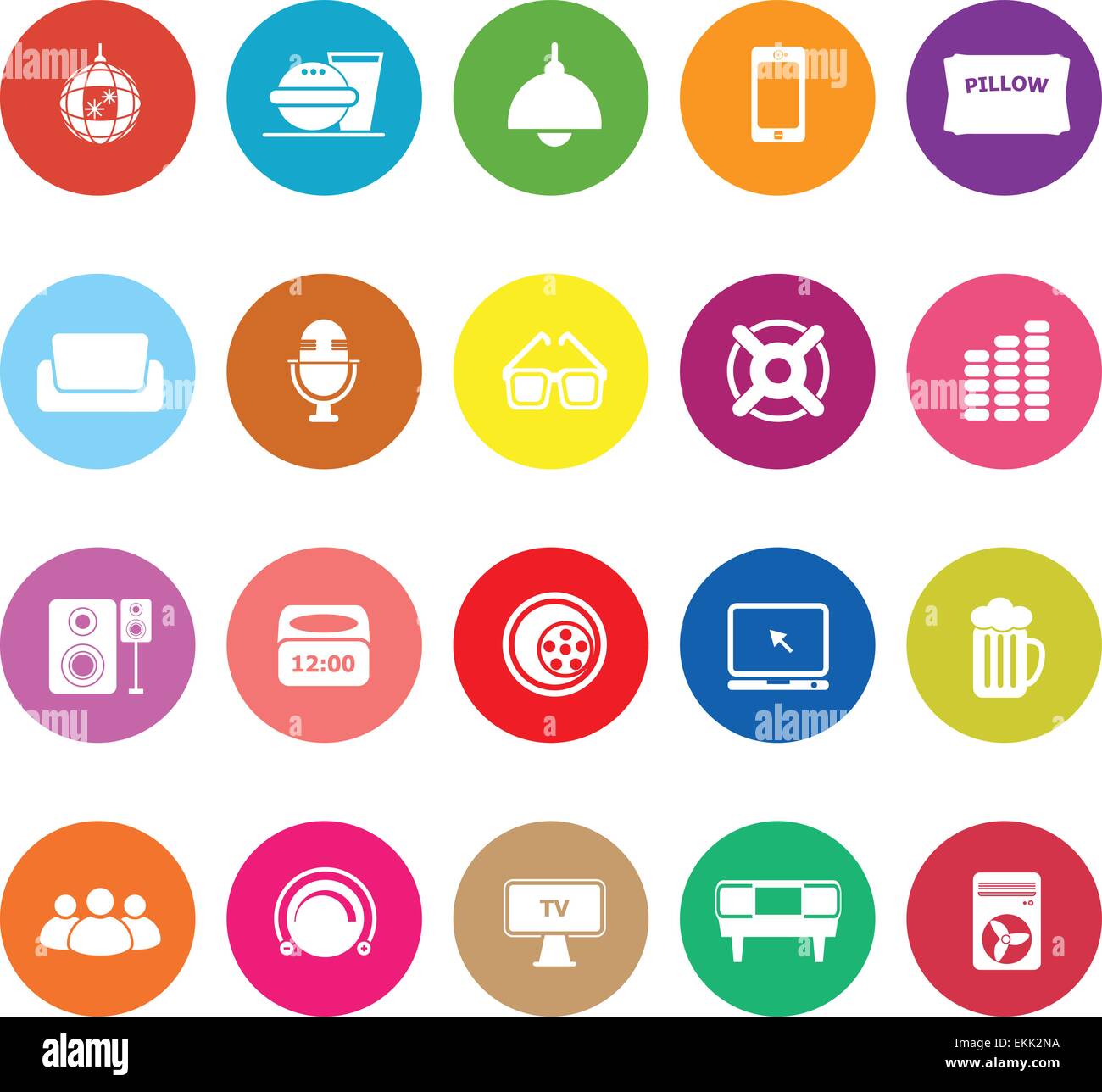 Home theater flat icons on white background, stock vector Stock Vector ...